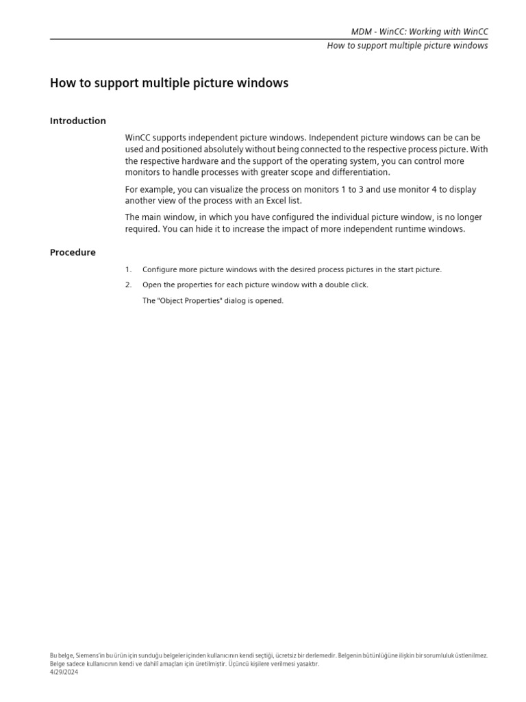 MDM - WinCC - Working With WinCC - How To Support Multiple Picture Windows | PDF