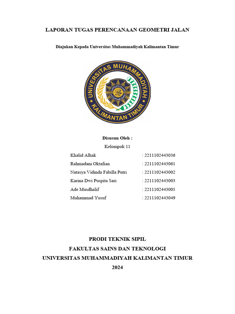 Laporan Tugas Perencanaan Geometri Jalan - k.1 | PDF
