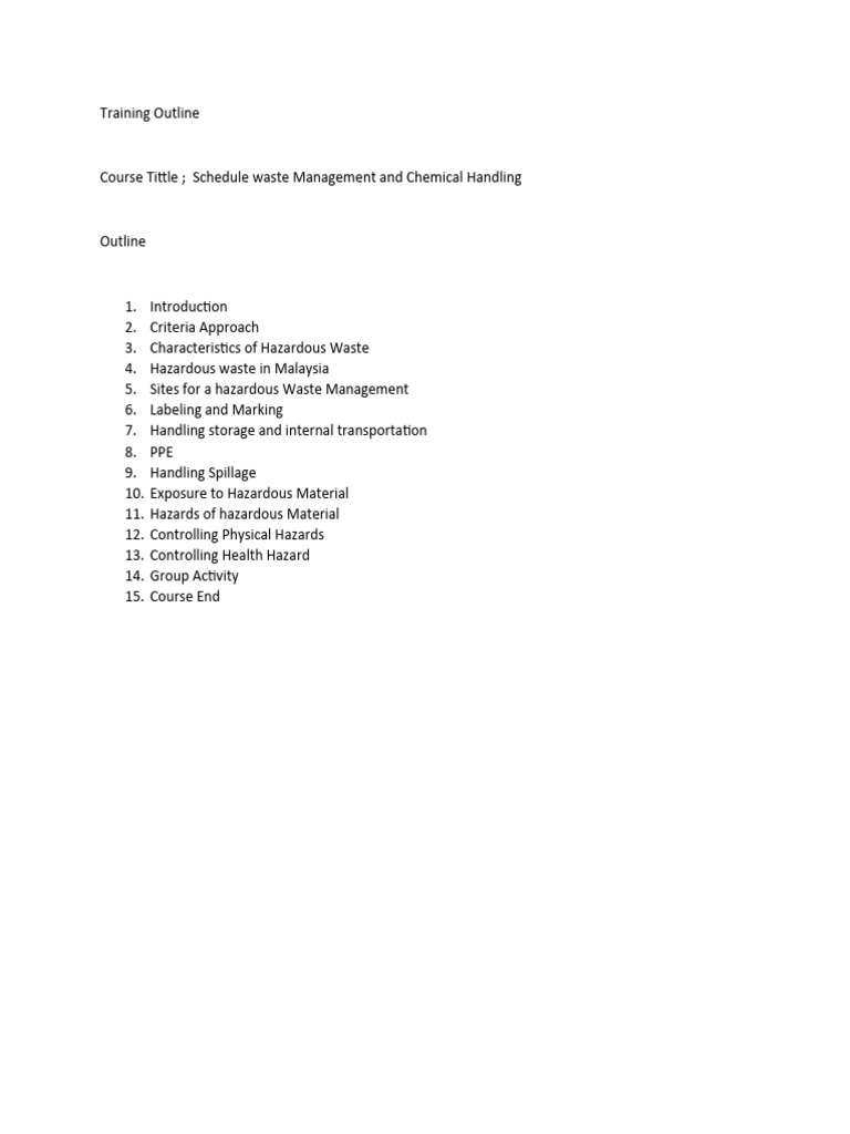 Training Outline For SWM | PDF
