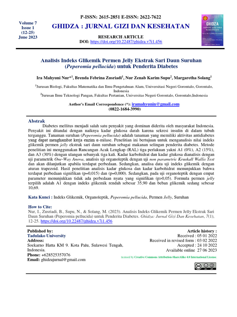 Analisis Indeks Glikemik | PDF