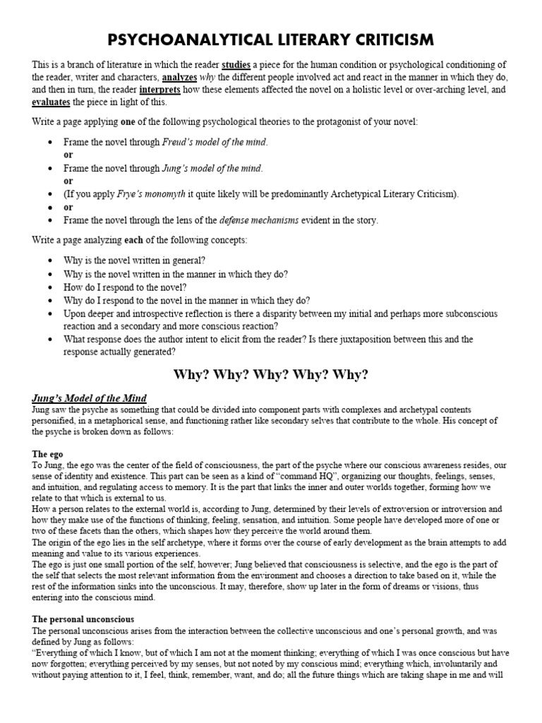 Psychoanalytical Literary Criticism | PDF | Id | Unconscious Mind