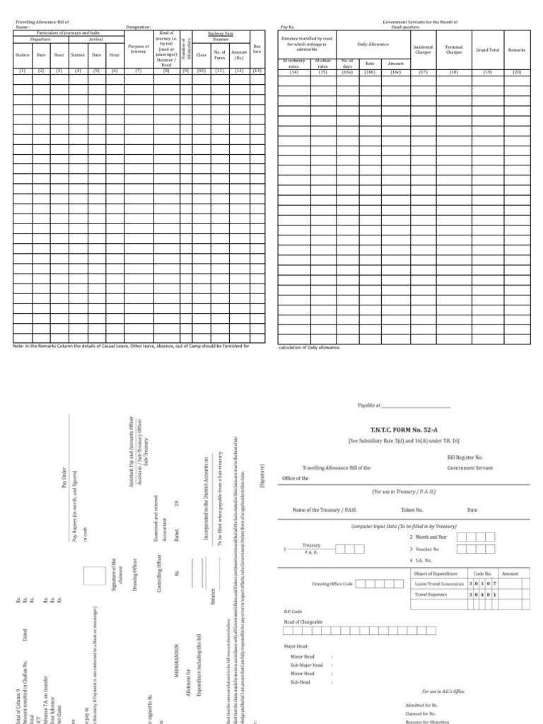 TNTC Form 52a Ta Bill | PDF | Transport | Public Transport