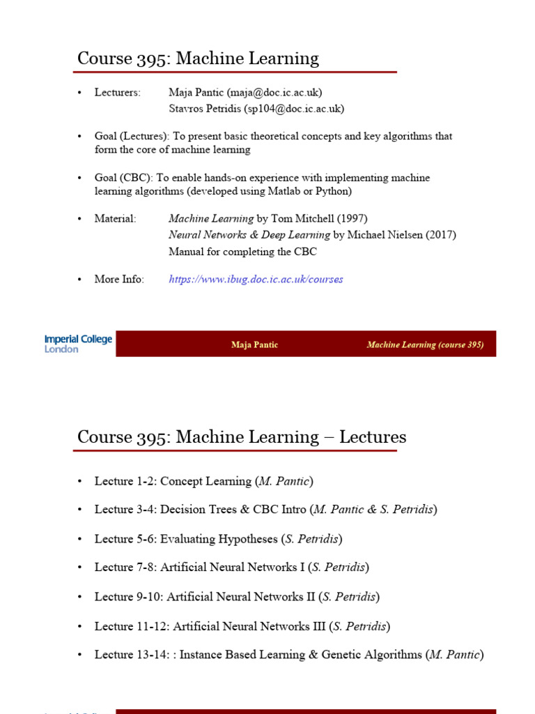 Ml Lecture1 Handouts Pdf Machine Learning Statistical Classification