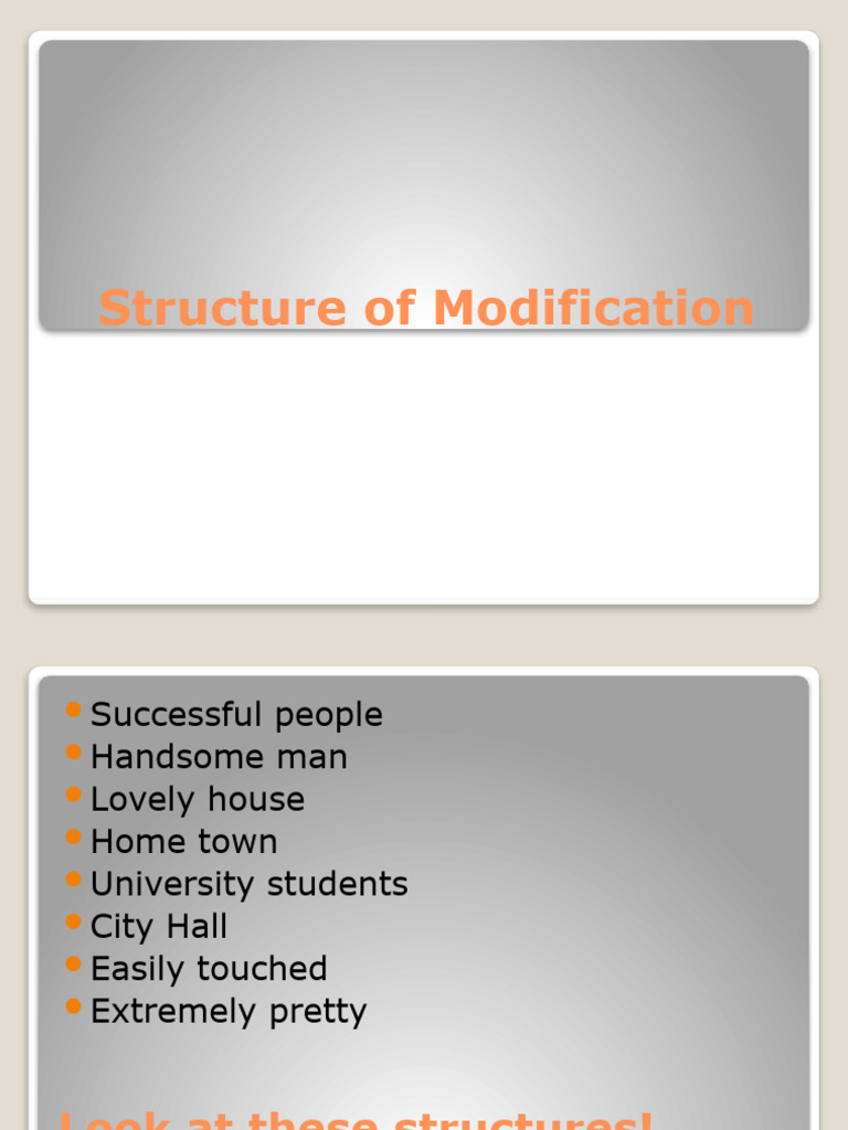 Structure of Modification | PDF | Preposition And Postposition | Verb
