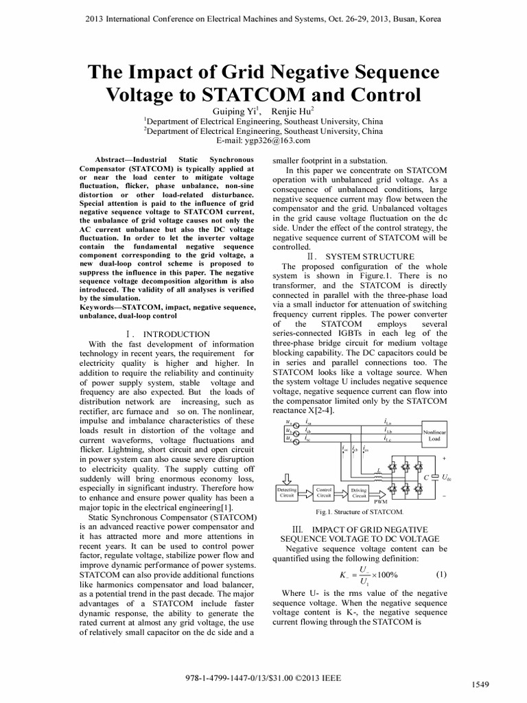 The Impact of Grid Negative Sequence Voltage To STATCOM and Control ...