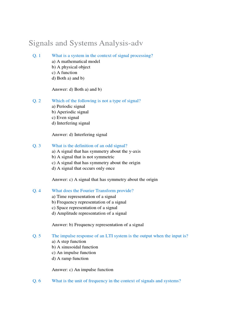 Signals and Systems Analysis-Adv | PDF | Laplace Transform | Fourier Transform
