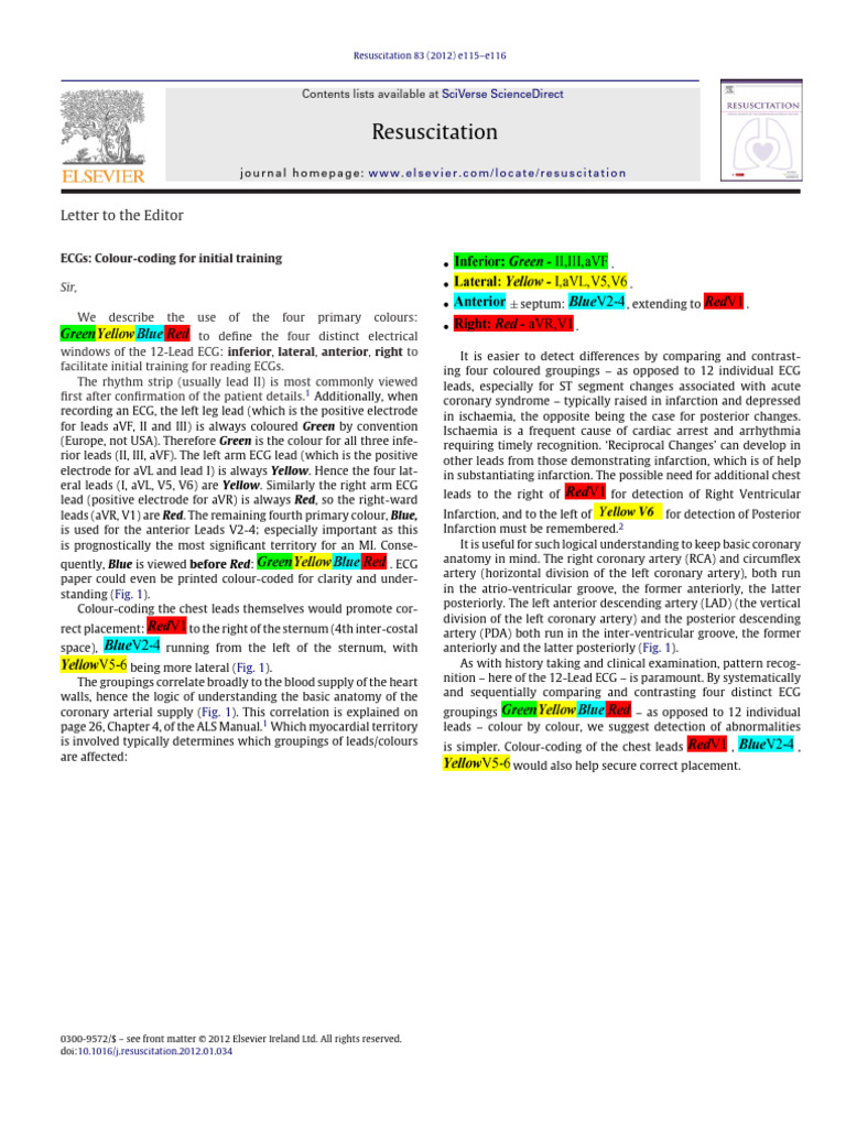 Blakeway Et Al - 2012 - ECGs | PDF | Electrocardiography | Coronary ...