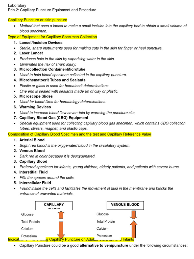 Capillary Puncture Procedure Guide | PDF | Blood | Capillary