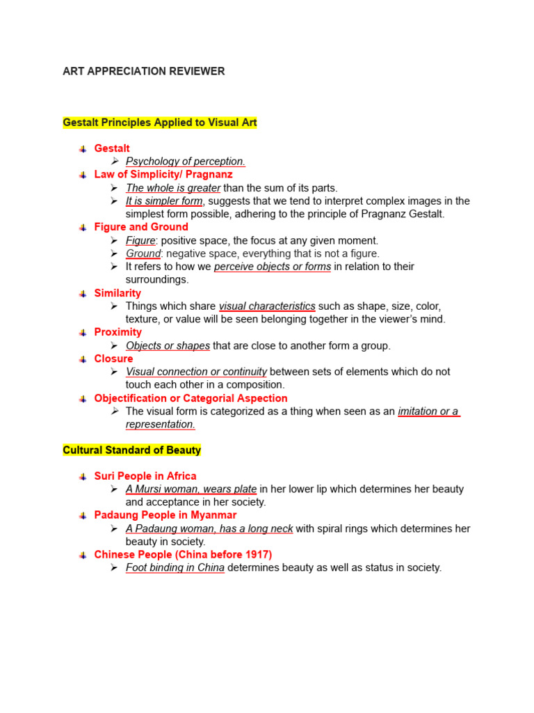 Art Appreciation Reviewer | PDF