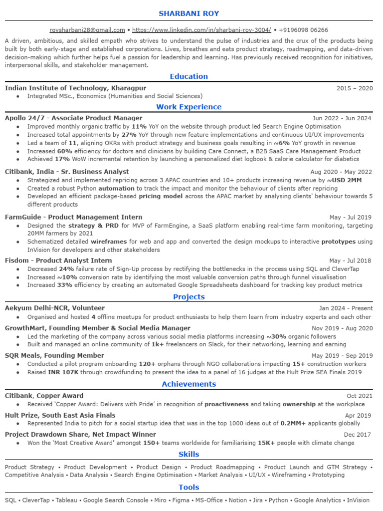 Sharbani CV PM | PDF