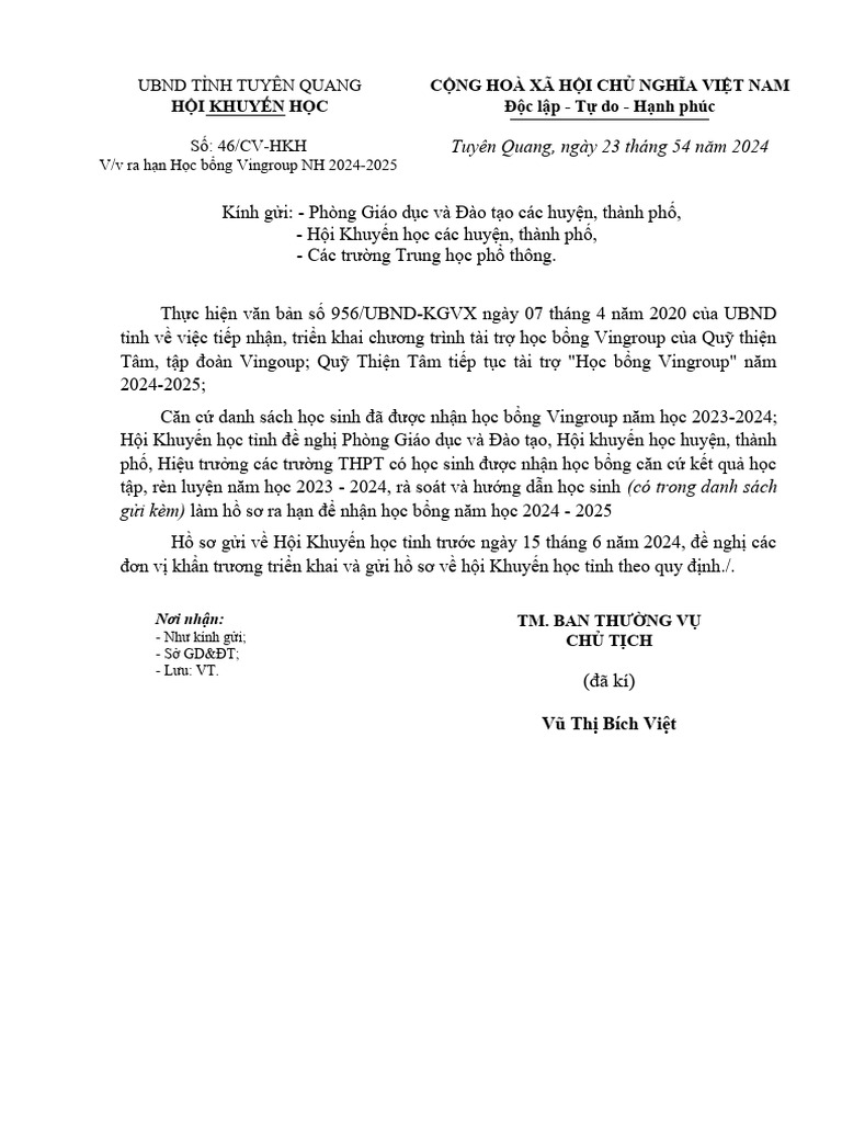 Ho So Ra Han Cho HS Nhan HB Vingoup 2024-2025 | PDF