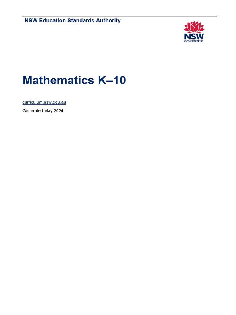 NESA - Mathematics - K - 10 - 2022 (ES1) | PDF | Mathematics | Curriculum