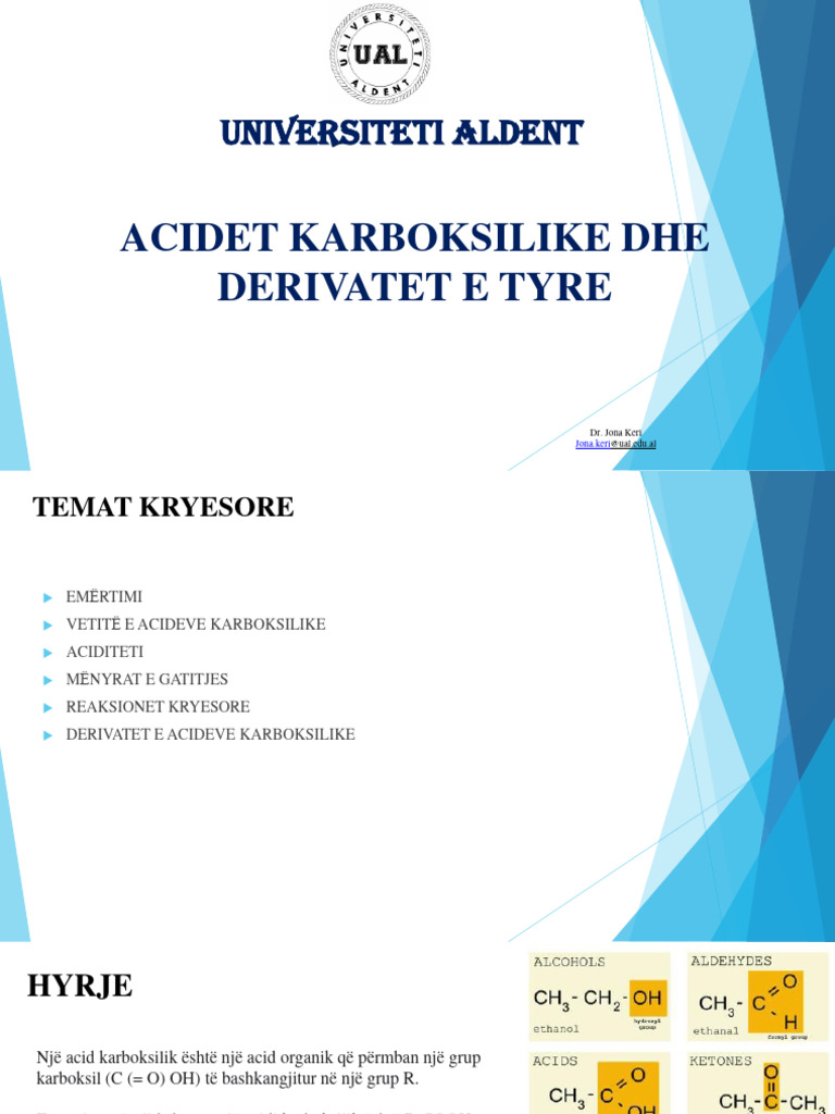 Leksion 9 Acidet Karboksilike Dhe Derivatet e Tyre | PDF