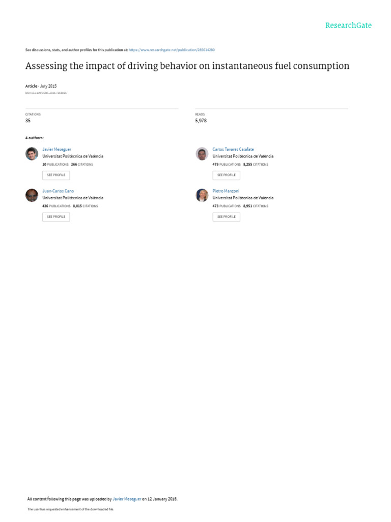 Assessingthe Impactof Driving Behavioron Instantaneous Fuel Consumption ...