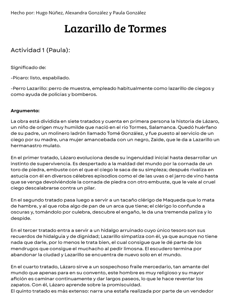Significado y análisis de Lazarillo | PDF | Novelas picarescas