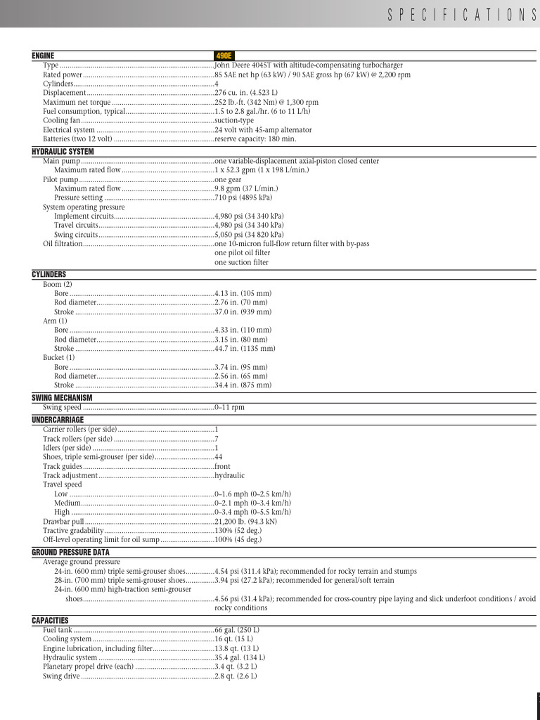 Excavator Mid Size e Series 490e | PDF