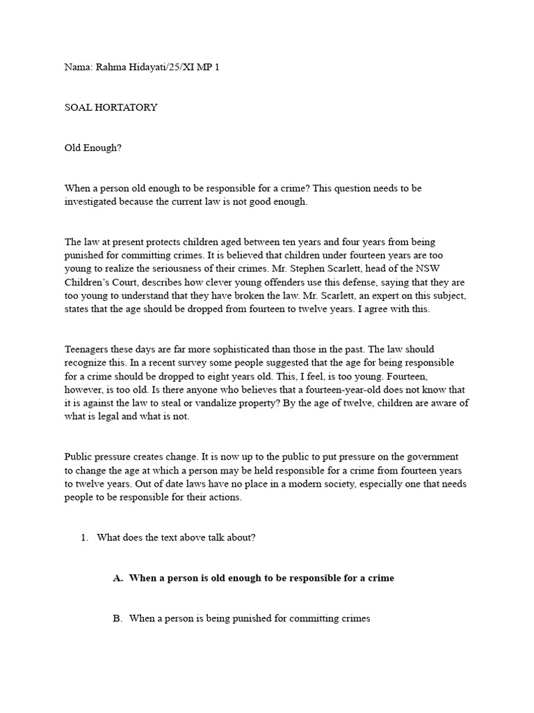 Age of Criminal Responsibility Debate | PDF | Crimes | Crime & Violence