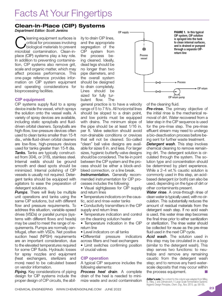 Overview of Clean-in-Place Systems | PDF | Pump | Heat Exchanger