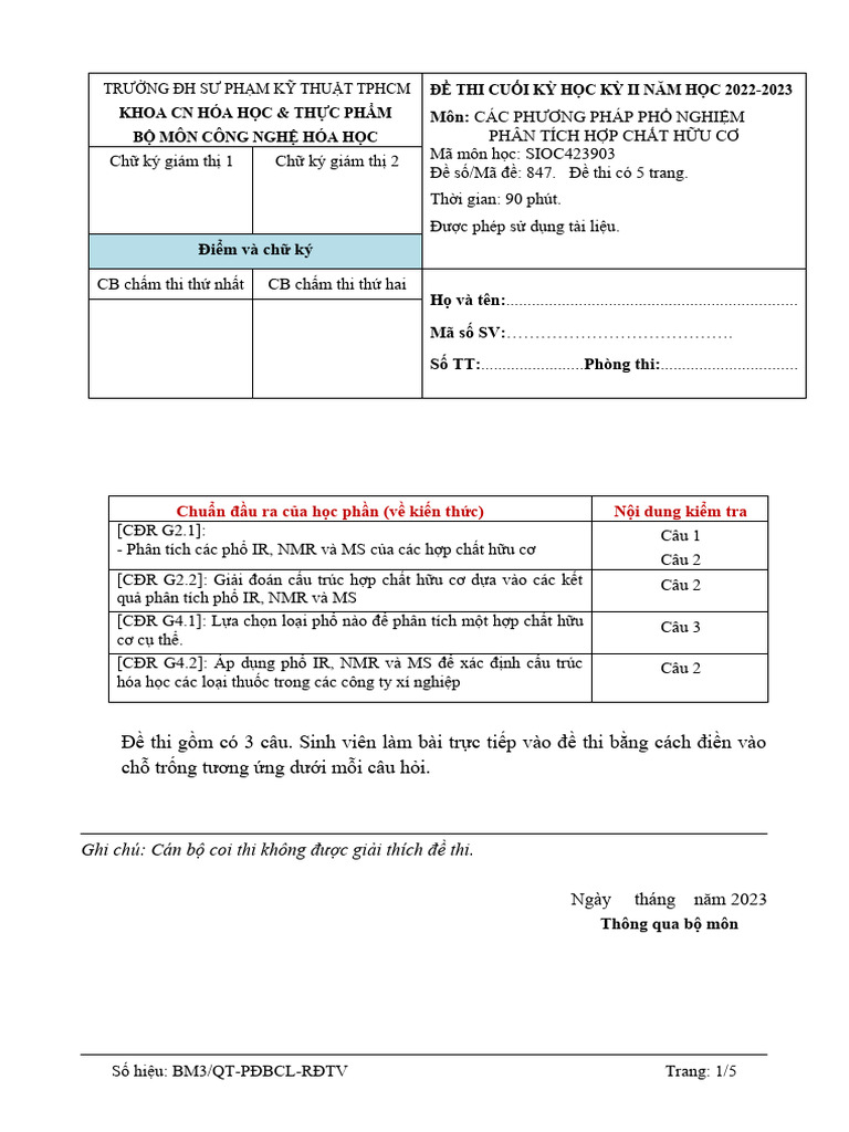 847 de Thi Cuoi Ky PHO NGHIEM HKII 2022-2023 | PDF