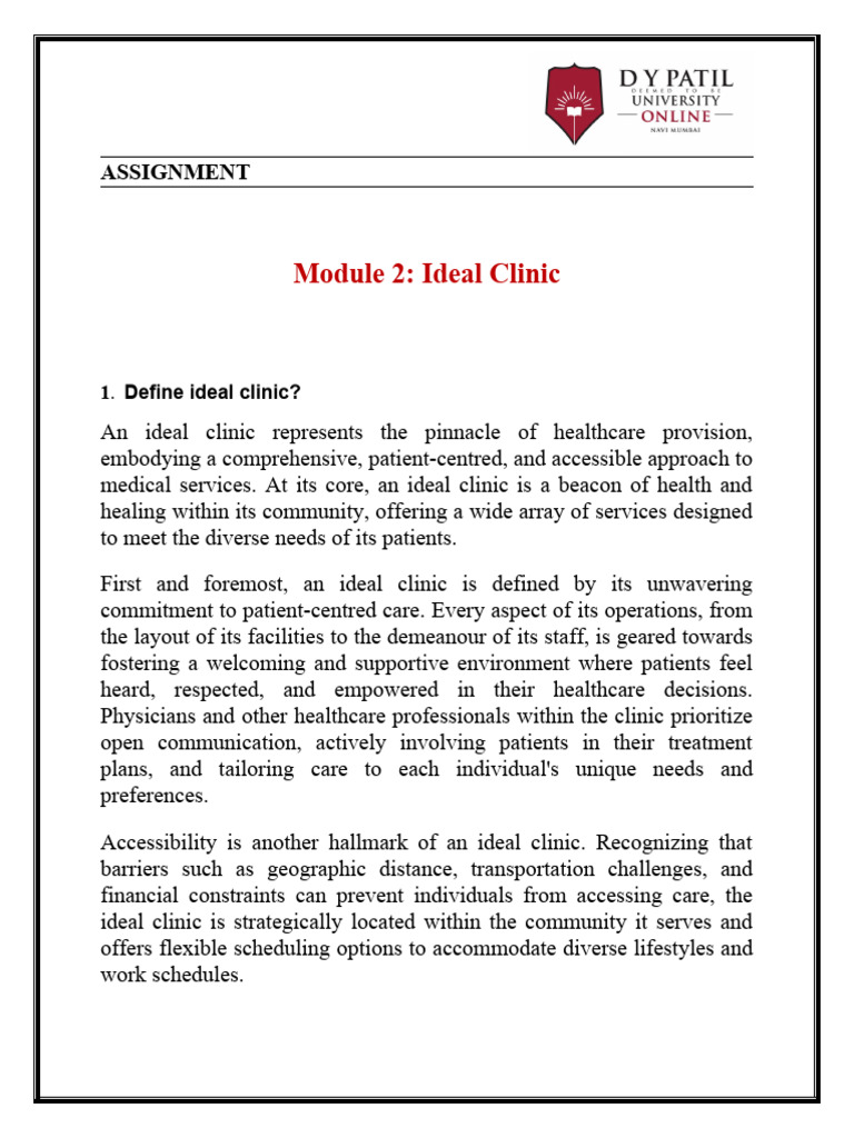 09-04 Assignment Module Module 2 Ideal Clinic (1) Document PDF | PDF ...