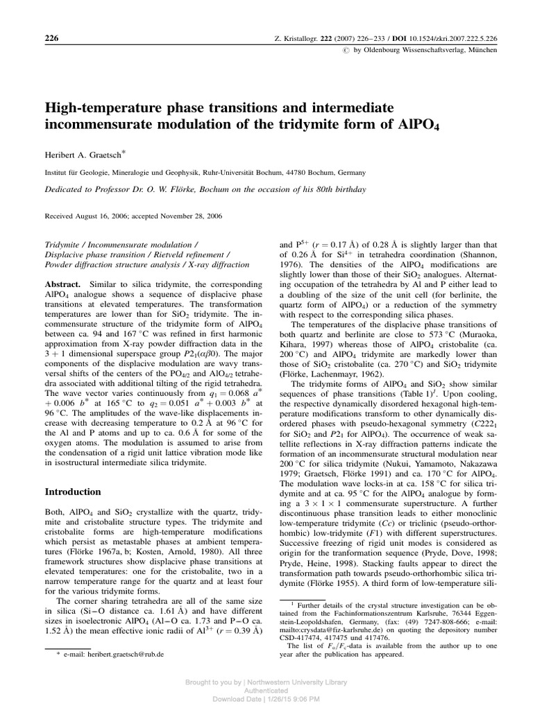 High Temperature Phase Transitions And Intermediate Incommensurate
