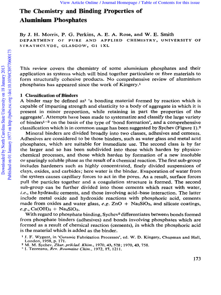 The Chemistry and Binding Properties of Aluminium Phosphates | PDF ...