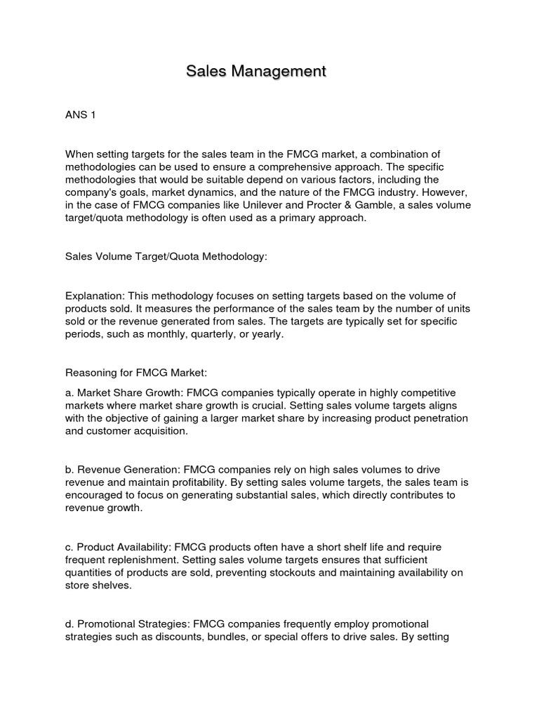 Sales Management | PDF | Sales | Forecasting