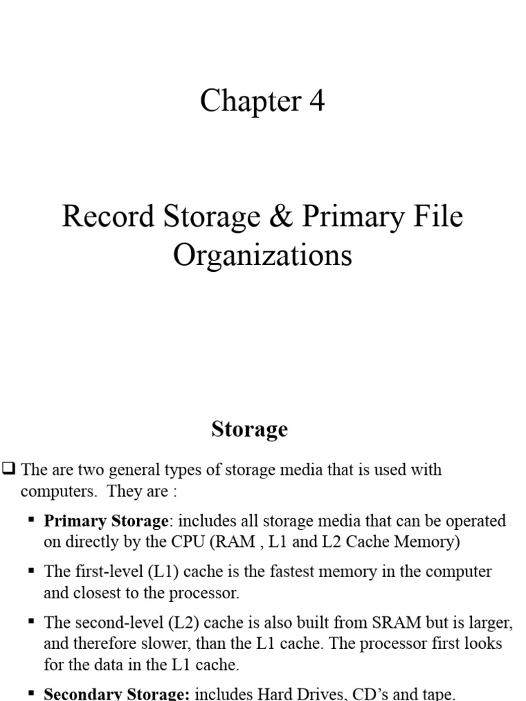 DBMS Chapter 4 Record Organization and Dile Management | PDF | Computer Data Storage | Database ...