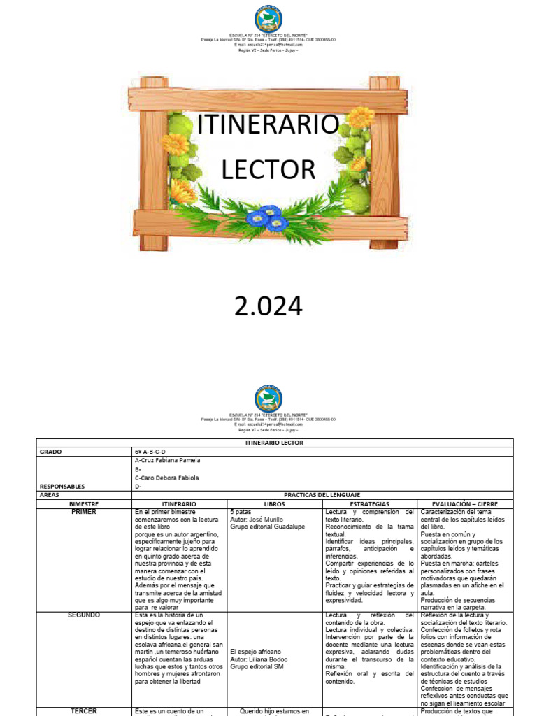 ITINERARIO LECTOR 6to C | PDF | Novelas | Cuentos