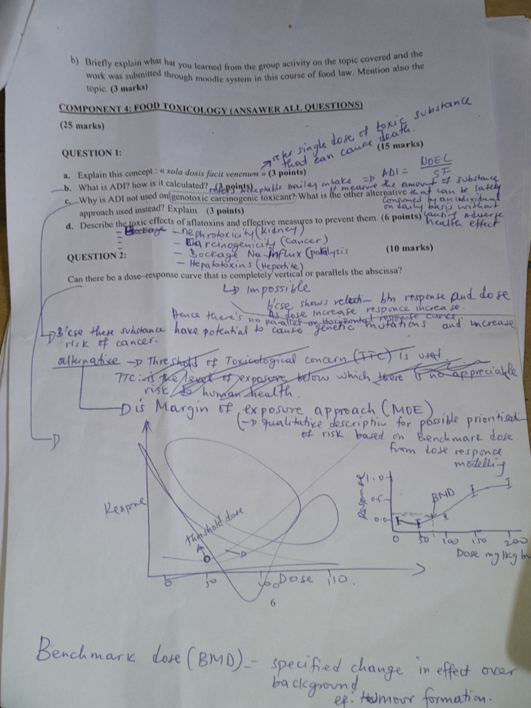 Correction of Past Papers Food Toxicology | PDF