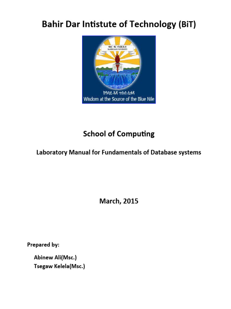 Lab Manual Fundamental of DB | PDF | Microsoft Sql Server | Sql