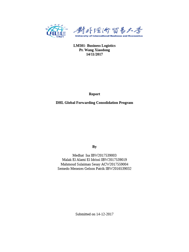 DHL_Report.docx | Download Free PDF | Logistics | Economies