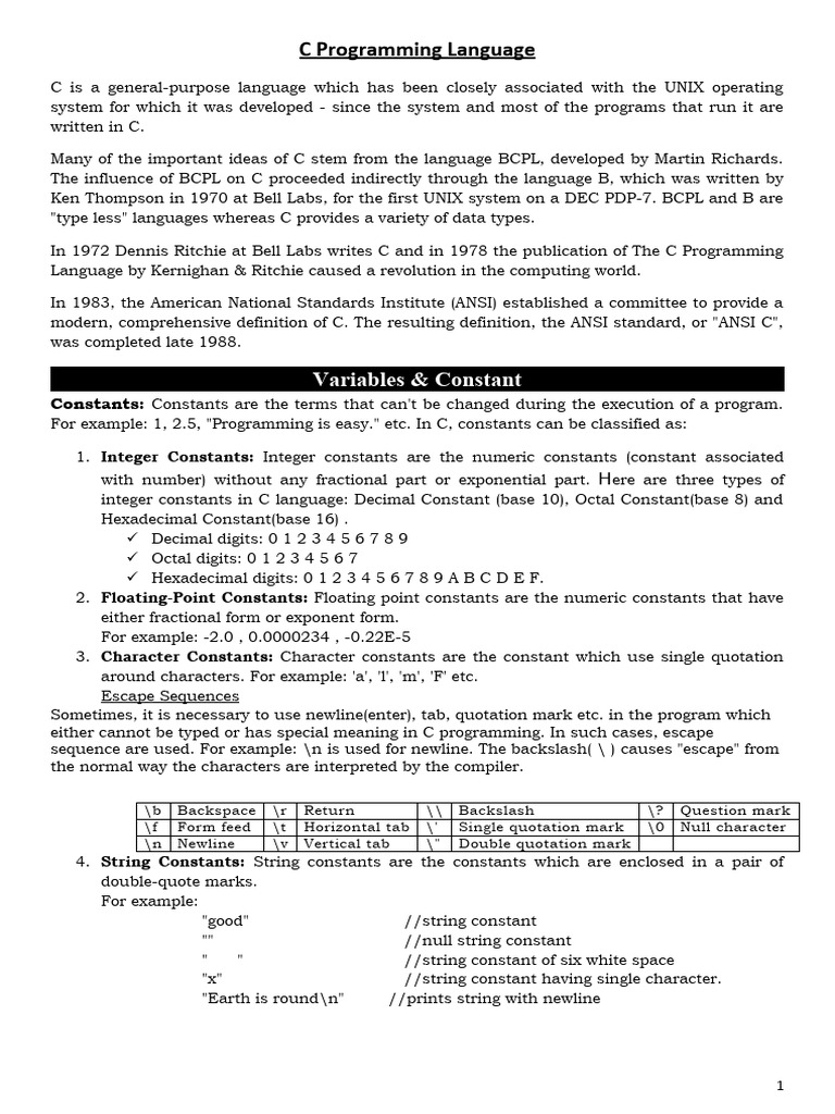 C Data Type Note Pdf Parameter Computer Programming Data Type 