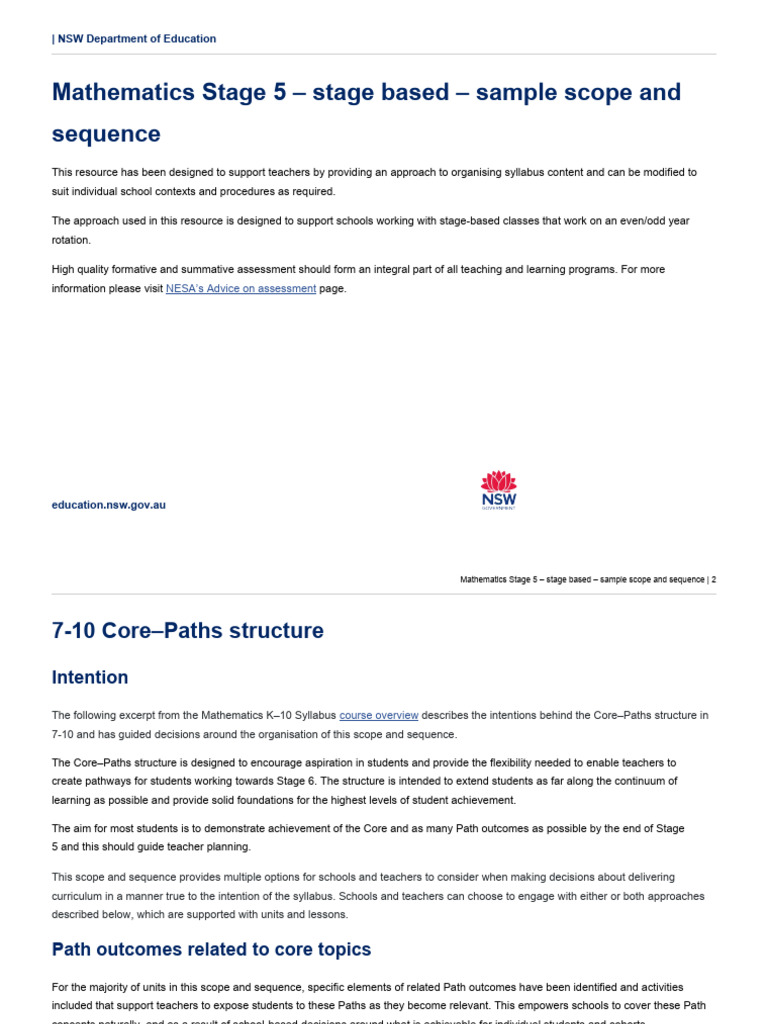 Mathematics s5 Stage Based Sample Scope and Sequence | PDF | Equations | Mathematics