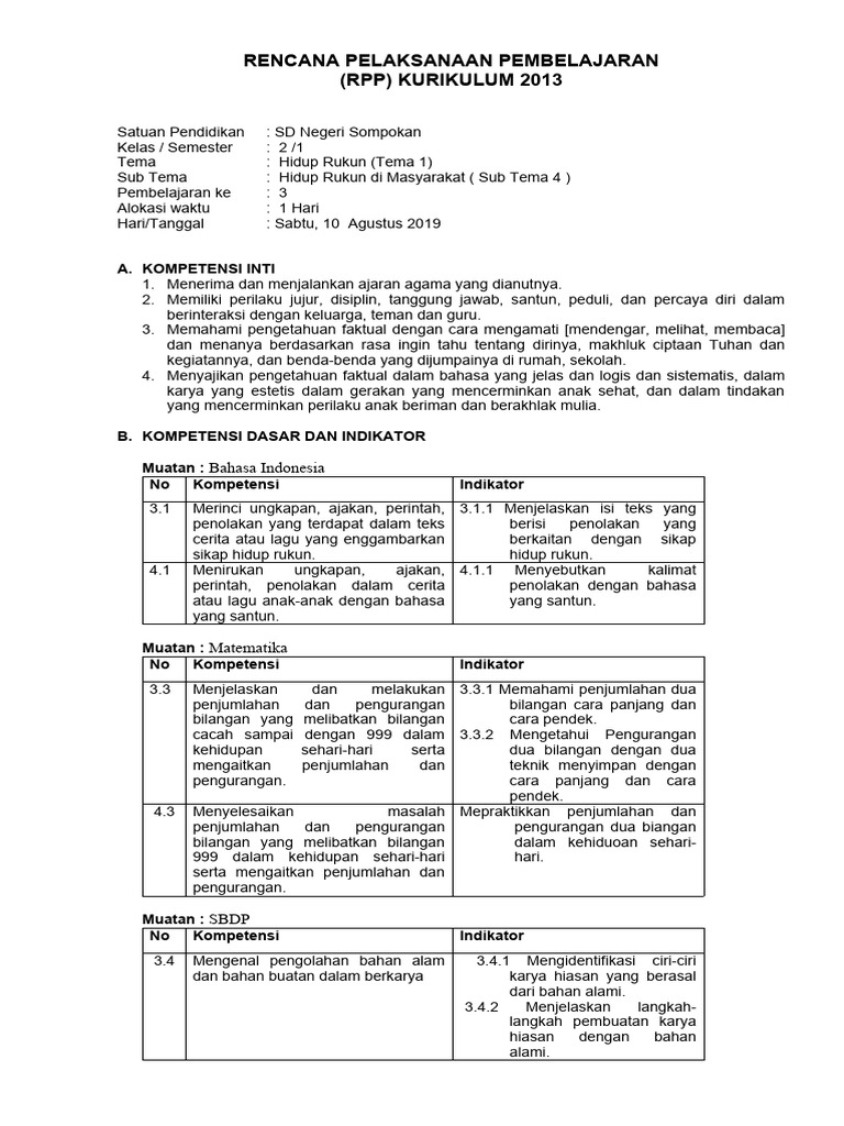 Hidup Rukun Tema1 Subtema4 Pemb.3 | PDF