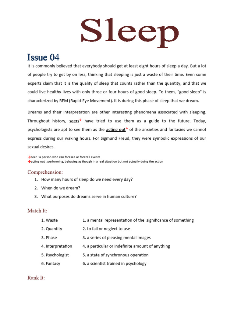4 - Sleep | PDF | Sleep | Dream