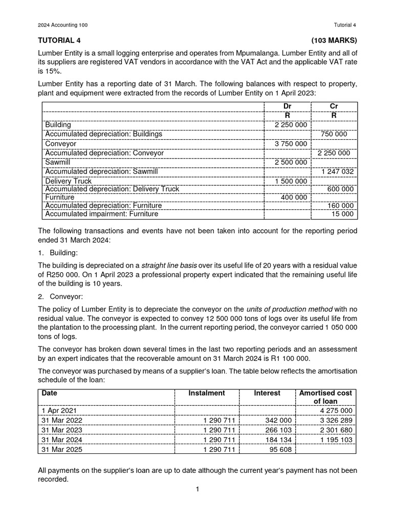 2024 Tutorial 4 - Question and Solution | PDF | Depreciation | Book Value