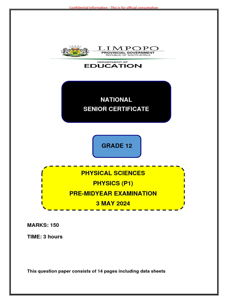 Physical Sciences P1 Pre-Midyear P1 2024 | PDF | Force | Momentum