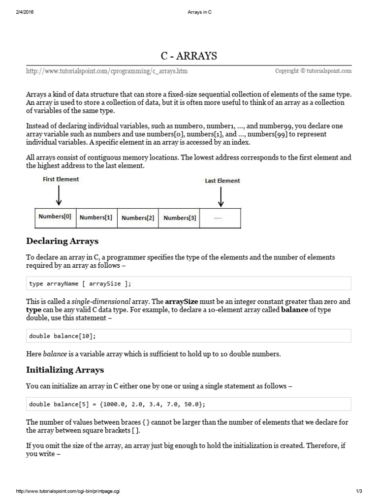 Arrays in C | Download Free PDF | Data Type | Variable (Computer Science)