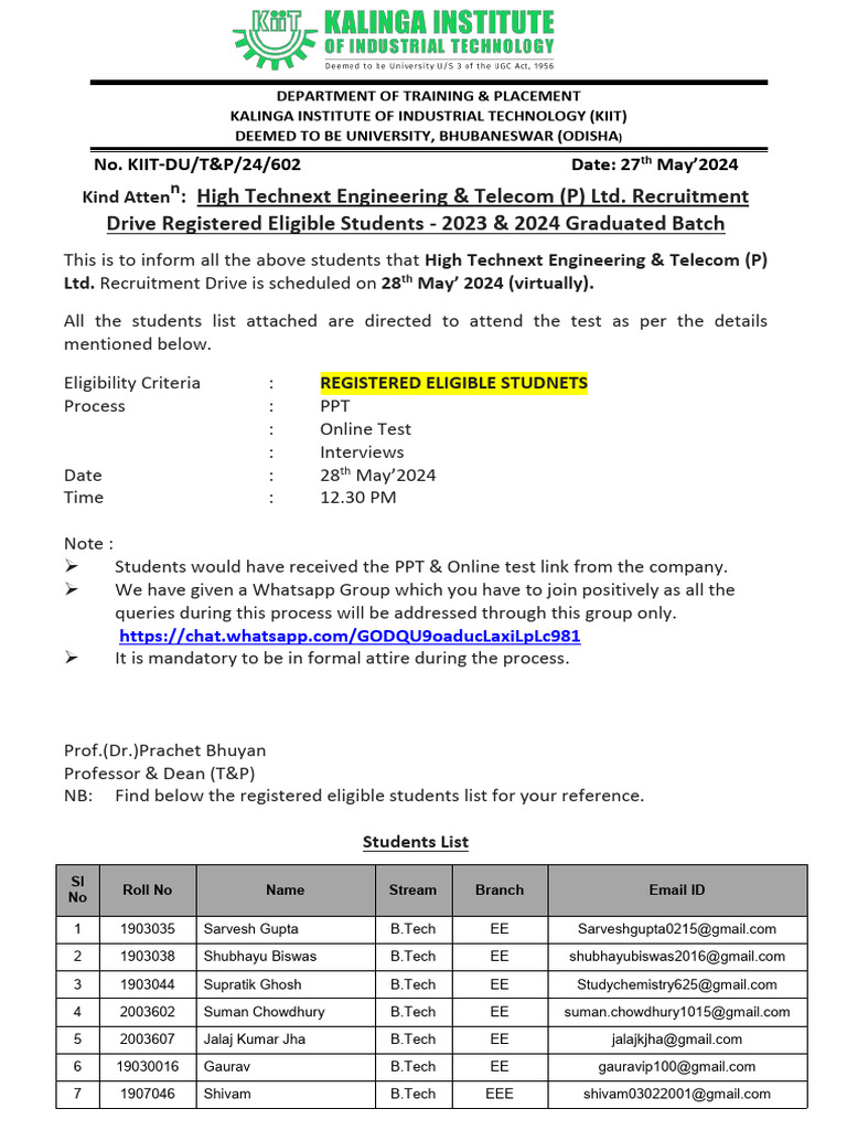 High Tech Next Recruitment Drive On 28th May 2024 (Virtually) - 2023 ...