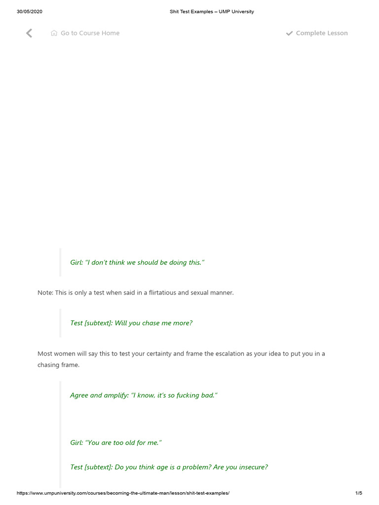 04 - Shit Test Examples – UMP University | PDF