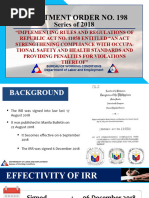 DOLE D.O. NO. 198, S. 2018 | PDF | Occupational Safety And Health | Safety