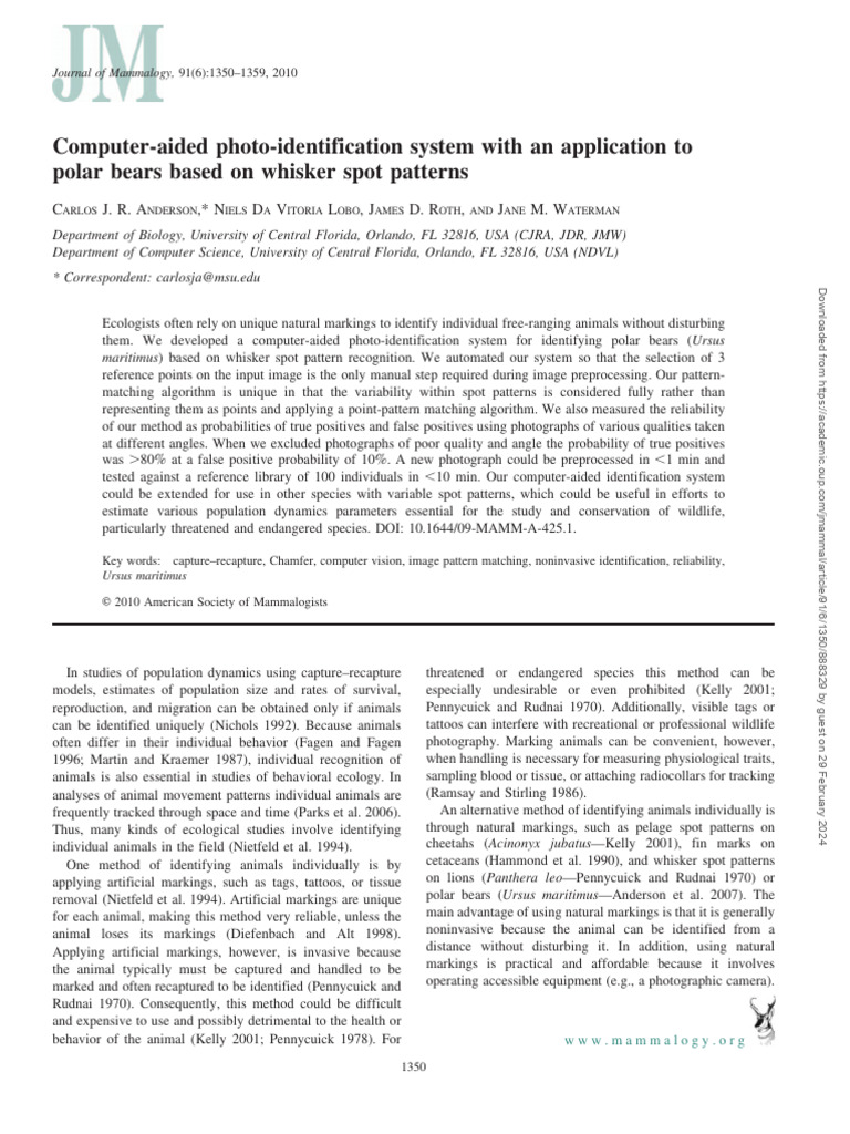 Polar Bear ID via Whisker Patterns | PDF | Type I And Type Ii Errors ...