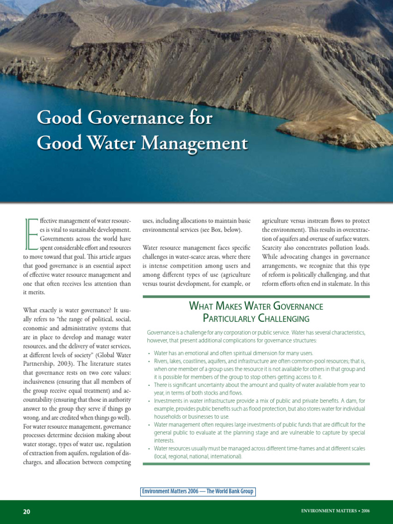 8 Good Governance | PDF | Water Resources | Water