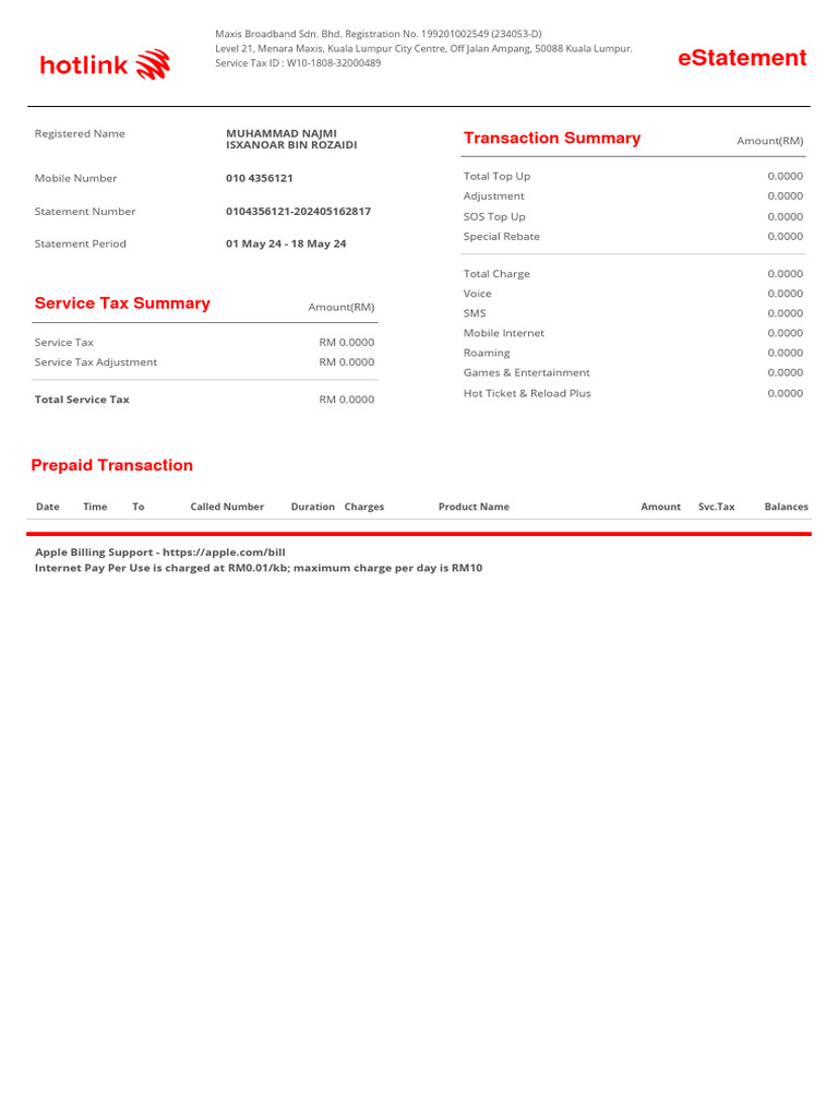 Estatement | PDF | Mobile Telecommunications | Telecommunications