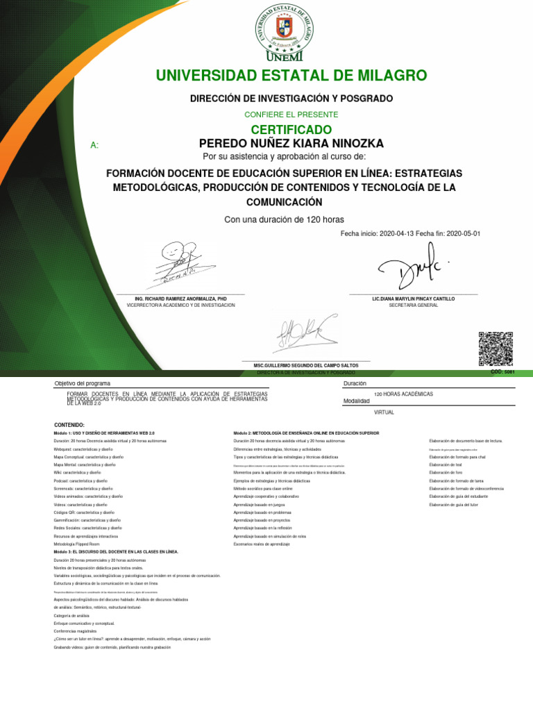 QR Certificado 5081 | PDF | Enseñando | Aprendizaje