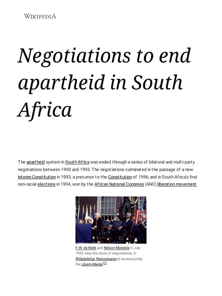 Key Events in South Africa's Apartheid Negotiations | PDF | Apartheid ...