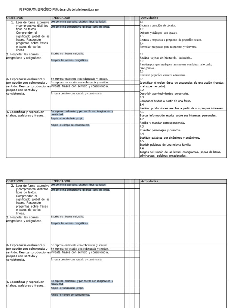 Desarrollo lectoescrituraaESO | PDF | Plan de estudios | Comprensión ...