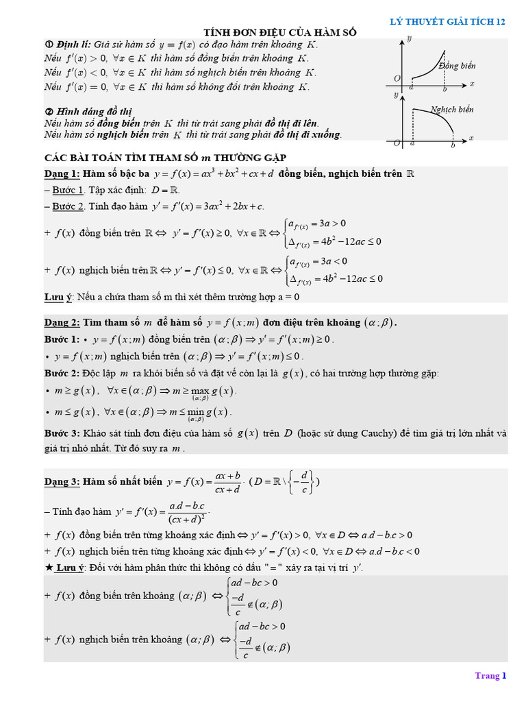 Ly Thuyet Lop 12 Giai Tich On TNPT | PDF
