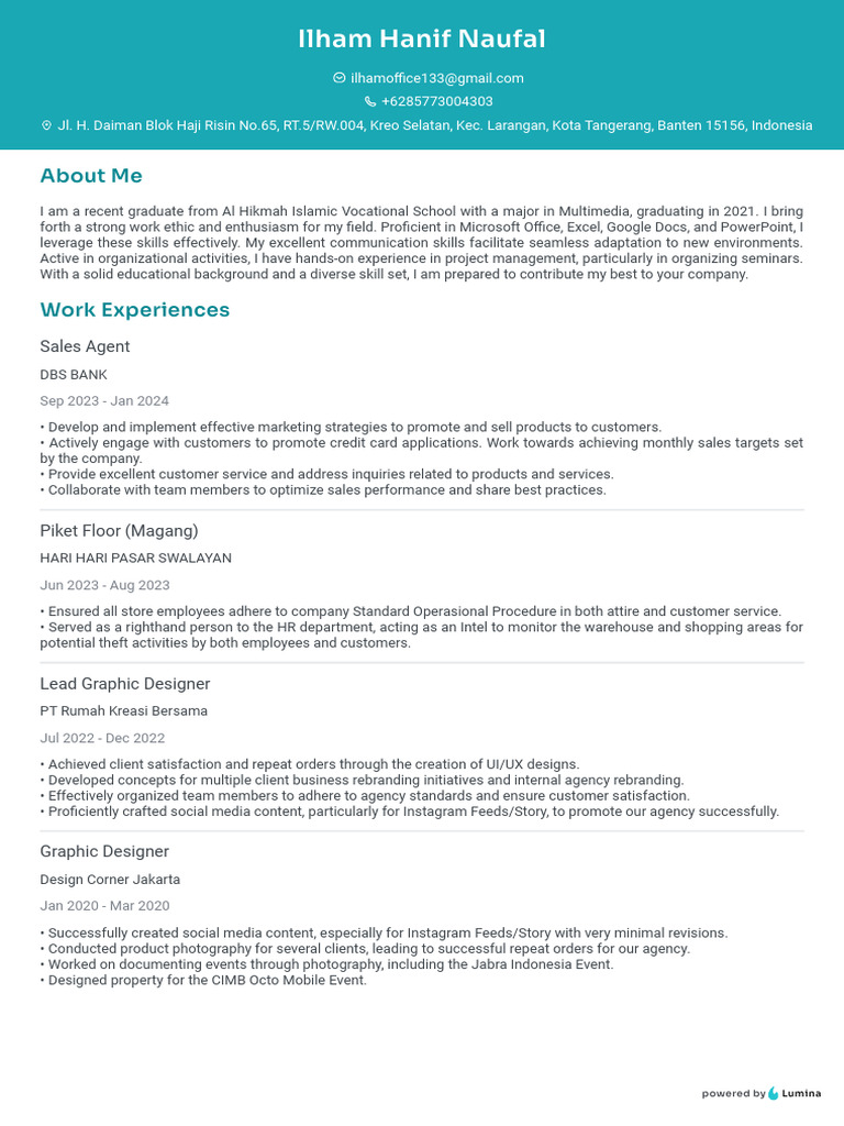 Ilham Hanif Naufal: About Me | PDF | Business